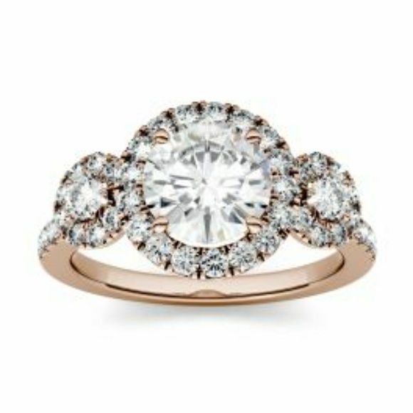 Charles & Colvard | Jewelry | 359 Ctw Halo Eternity Wedding Ring Set ...